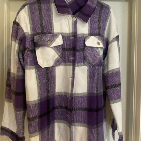 Source Unknown | Jackets & Coats | Game Day Purple Flannel Jacket ...